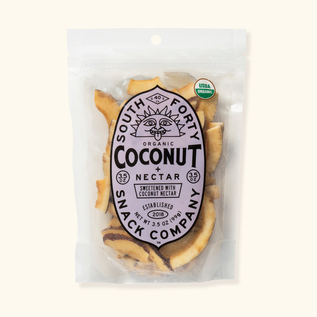 Organic Coconut Chips W/ Nectar | 4 Bags | South 40 Snacks